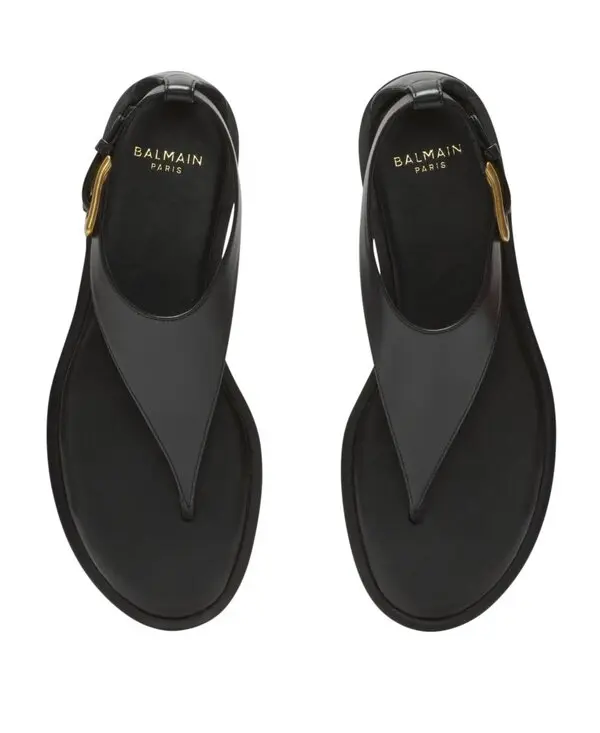 Balmain Anthem Flat Toe Post Sandals - Black