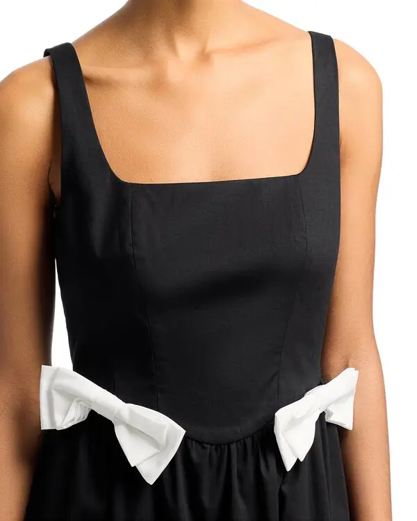 WAYF Lizzy Bow Trim Midi Dress