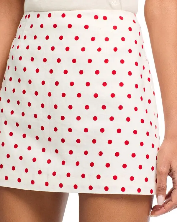 WAYF Elle Mini Skirt - Ivory/red