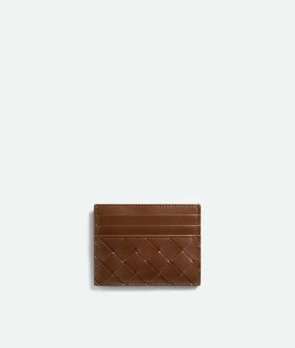 Bottega Veneta Intrecciato Credit Card Case - Nocciola/dark Barolo
