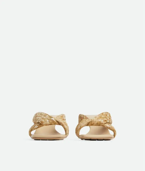 Bottega Veneta Riva Braided Raffia Mules - Macadamia