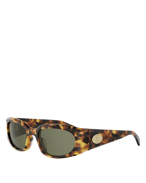 Celine Geometric Sunglasses - Havana/solid Green Lens