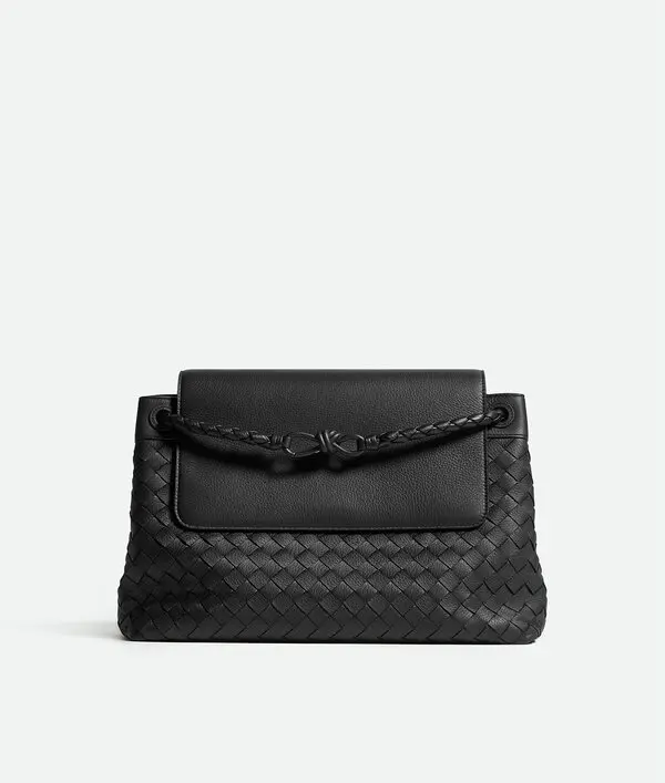 Bottega Veneta Intrecciato Deerskin Messenger Bag - Black