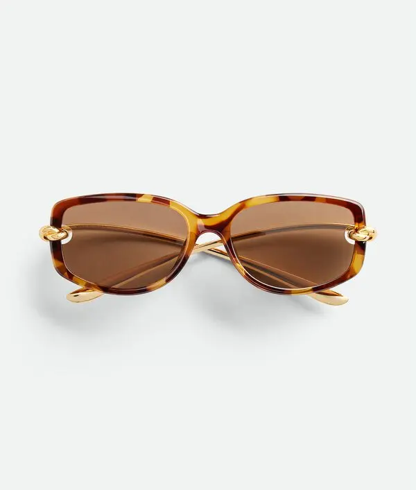 Bottega Veneta Knot Rectangular Sunglasses - Havana/brown
