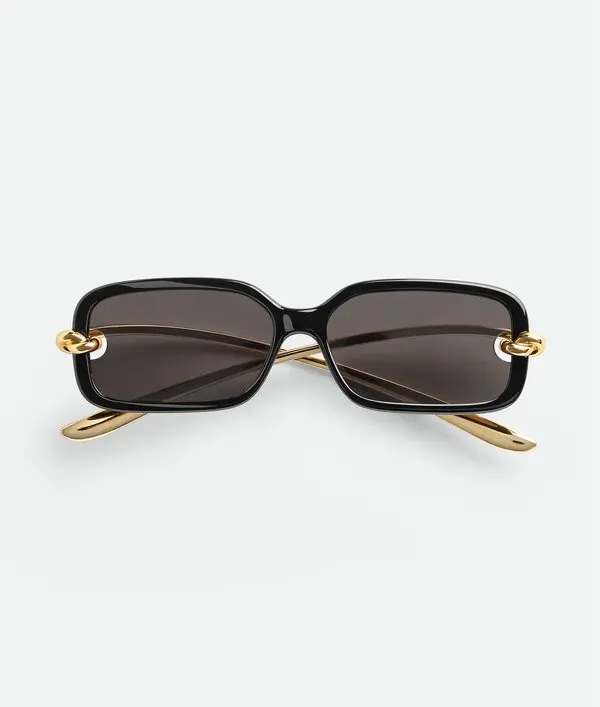 Bottega Veneta Knot Rectangular Sunglasses - Black/grey