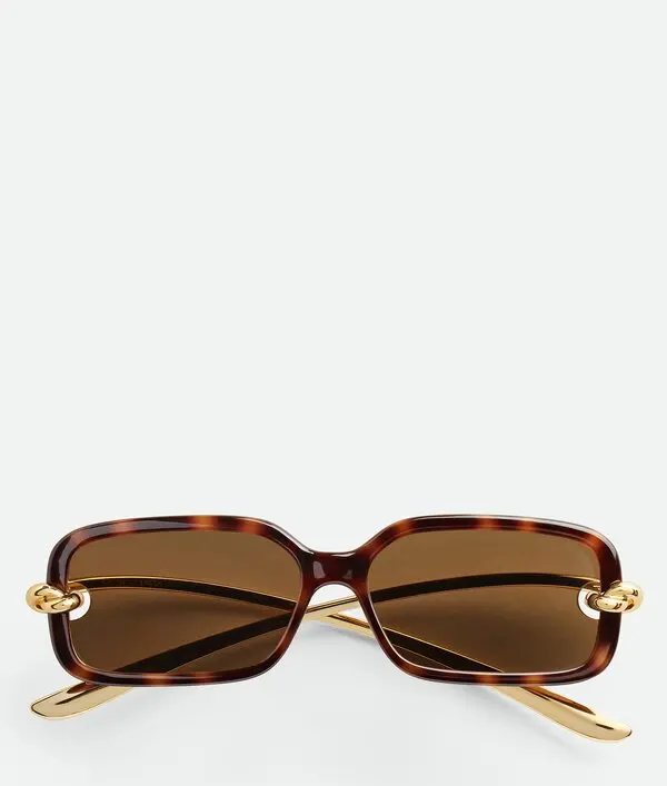 BOTTEGA  VENETA Knot Rectangular Sunglasses - Havana/brown