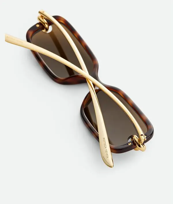 Bottega Veneta Knot Rectangular Sunglasses - Havana/brown
