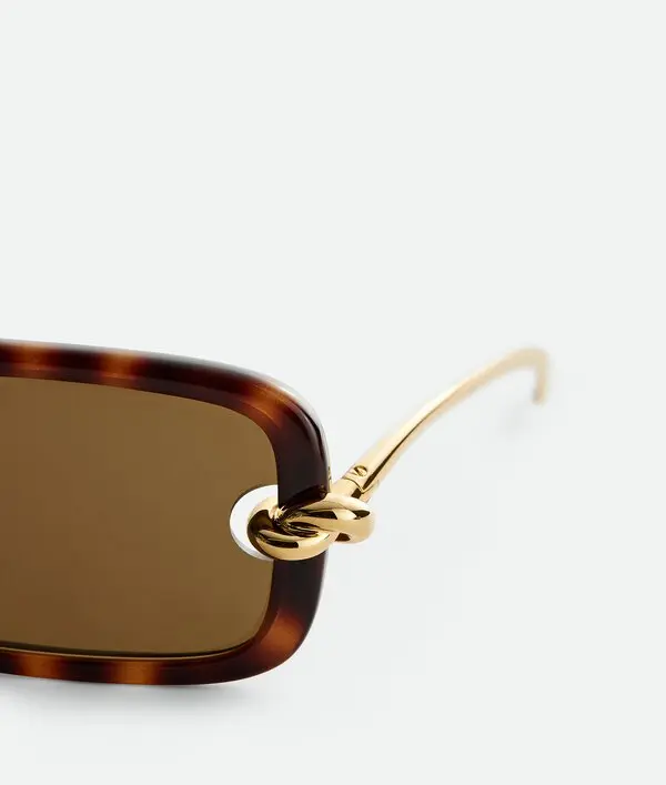Bottega Veneta Knot Rectangular Sunglasses - Havana/brown