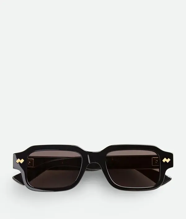 BOTTEGA  VENETA Intrecciato Rectangular Sunglasses - Black/gray