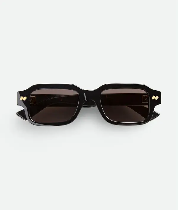 Bottega Veneta Intrecciato Rectangular Sunglasses - Black/grey