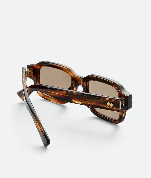 Bottega Veneta Intrecciato Rectangular Sunglasses - Havana/brown