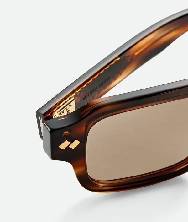Bottega Veneta Intrecciato Rectangular Sunglasses - Havana/brown