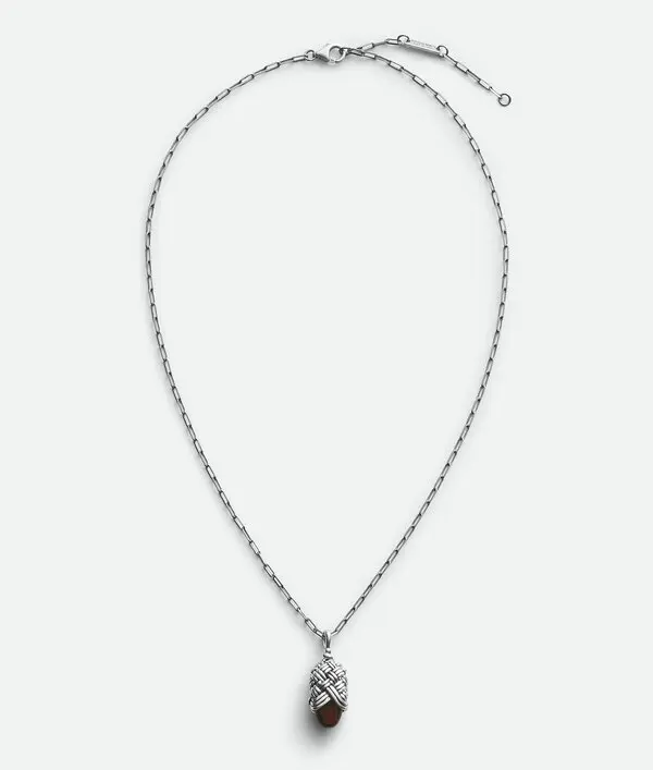 BOTTEGA  VENETA Intreccio Pendant Necklace - Blood Stone