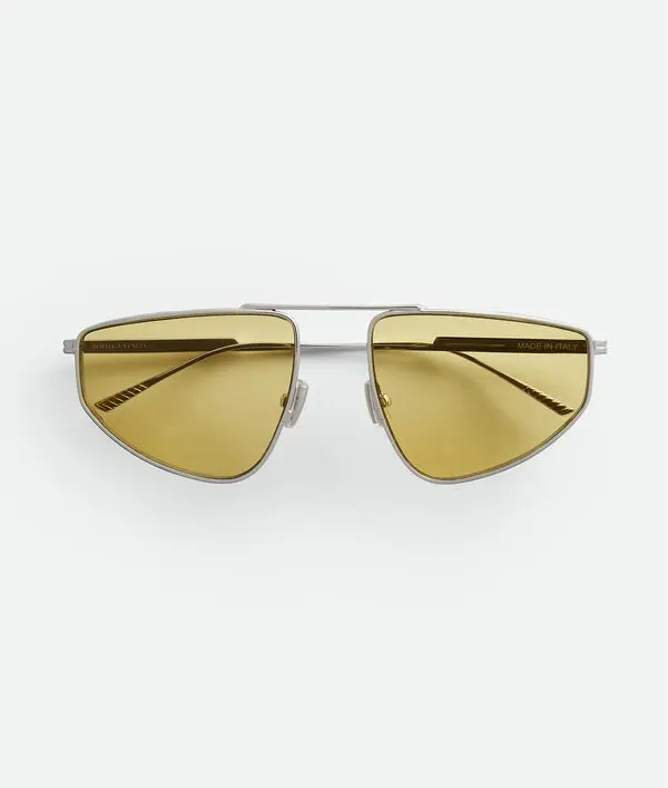 Bottega Veneta Classic Aviator Sunglasses - Silver/yellow