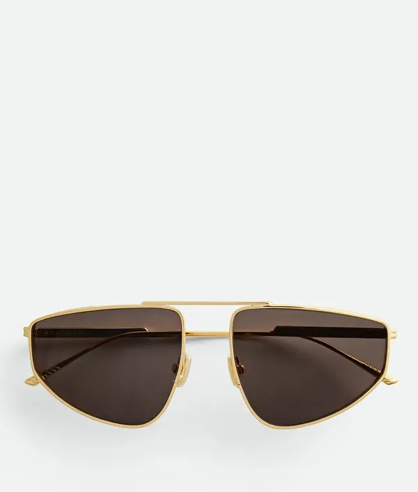 BOTTEGA  VENETA Classic Aviator Sunglasses - Gold/gray