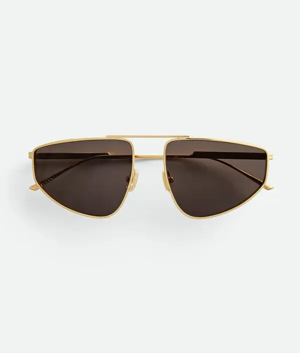 Bottega Veneta Classic Aviator Sunglasses - Gold/grey