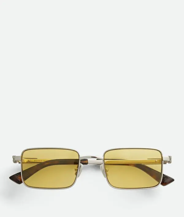 BOTTEGA  VENETA Classic Rectangular Sunglasses - Silver/yellow