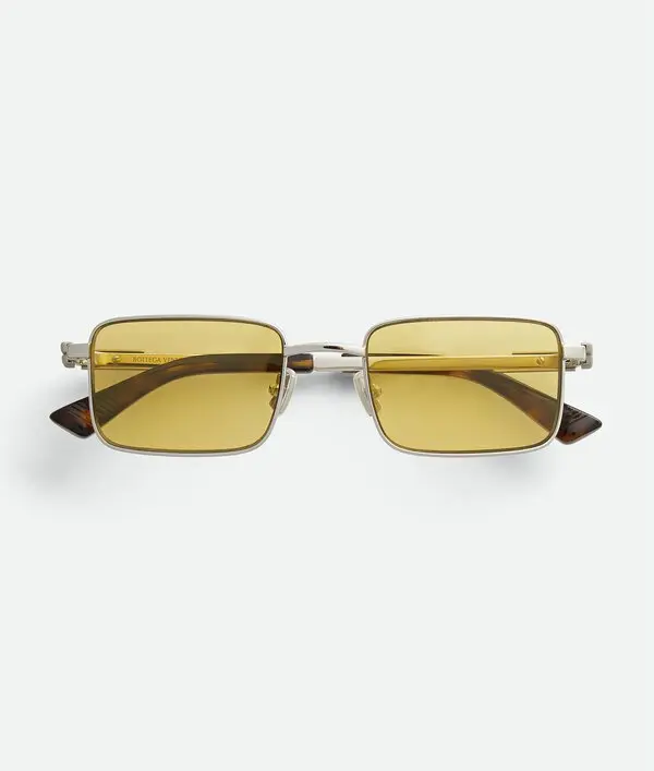 Bottega Veneta Classic Rectangular Sunglasses - Silver/yellow