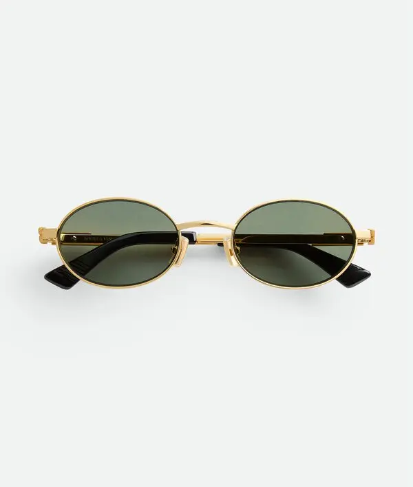 BOTTEGA  VENETA Classic Oval Sunglasses - Gold/green