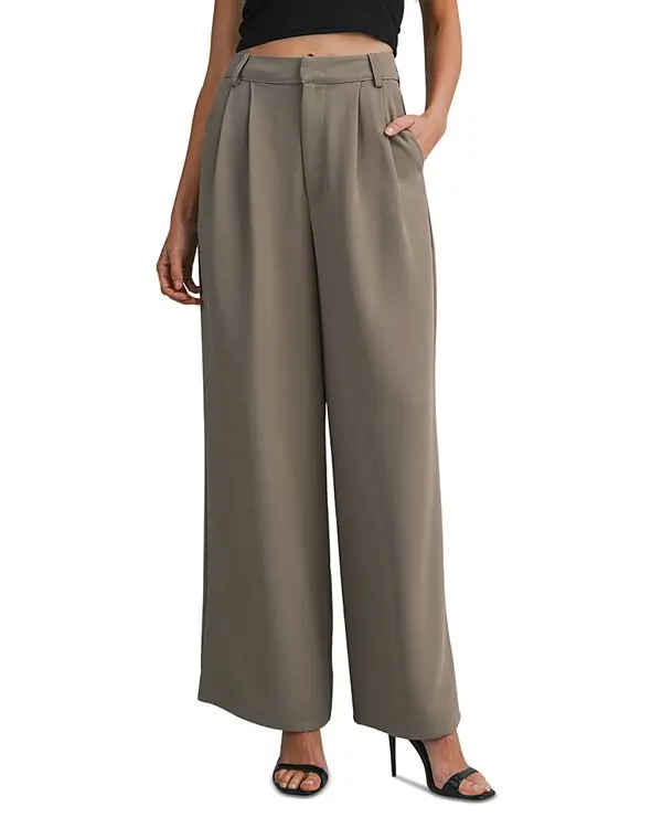 LUVEE Pleated Dress Pants - Dark Mocha