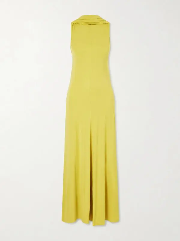 ESSE STUDIOS Solina Cowl Open-back Cape-effect Maxi Dress - Yellow