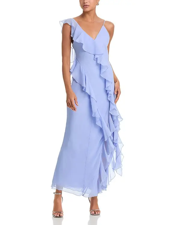 Aqua Ruffled Maxi Dress
