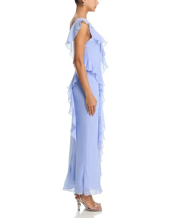 Aqua Ruffled Maxi Dress