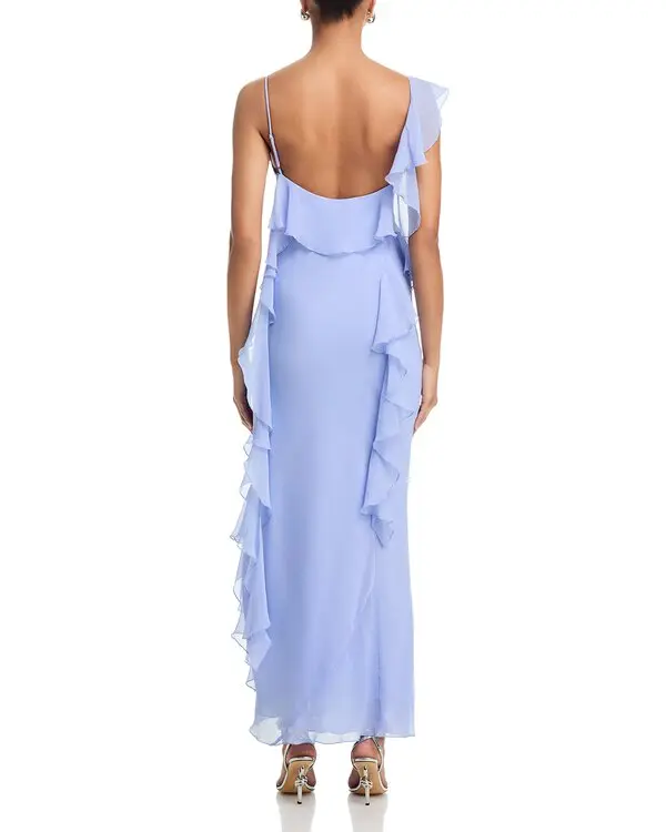 Aqua Ruffled Maxi Dress - Sky Blue