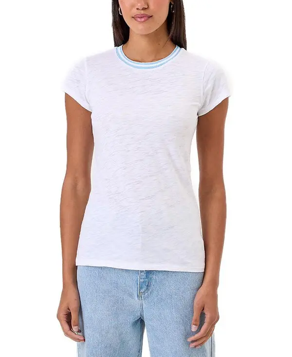 GOLDIE LEWINTER Double Shimmer Tipped Ringer Tee - White / Blue