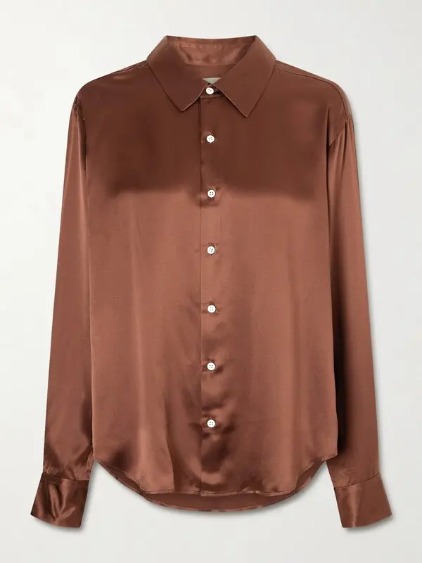 Comme Si La Classica Silk-charmeuse Shirt - Brown