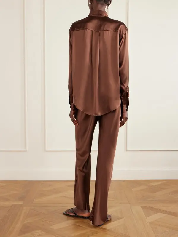 Comme Si La Classica Silk-charmeuse Shirt - Brown