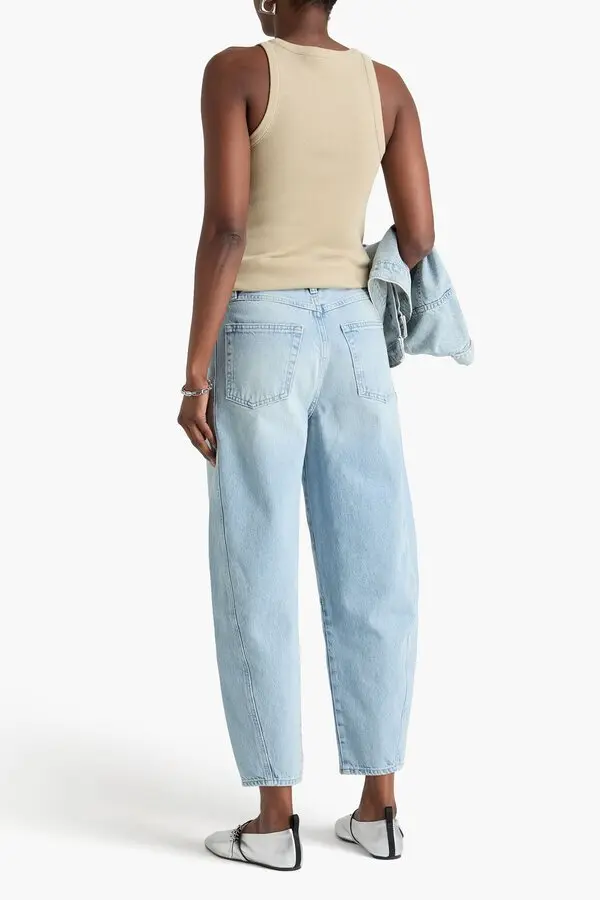 FRAME The Twisted Cropped Barrel-leg Jeans