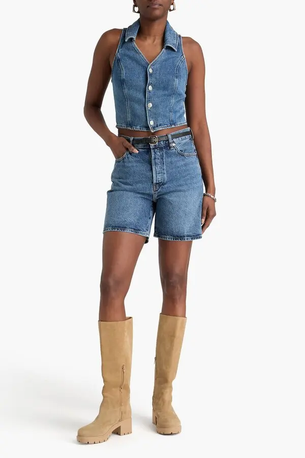 FRAME The Timeless Denim Shorts - Mid Denim