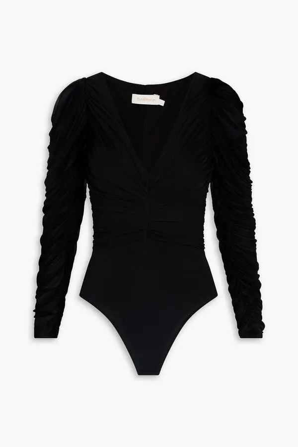 Zimmermann Ruched Stretch-knit Bodysuit