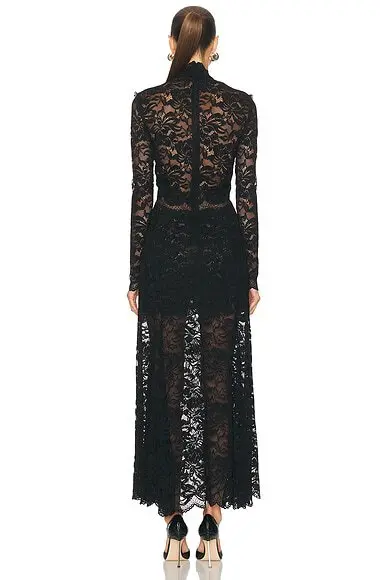 Rabanne Long Sleeve Lace Maxi Dress