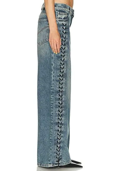 Stella McCartney Laced Denim Wide Leg Jeans