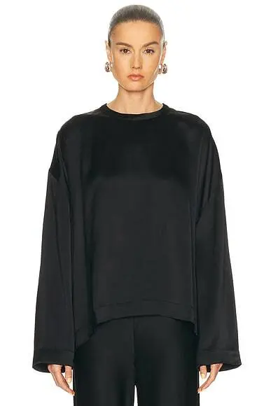 TOTEME Boxy Satin Top - Black