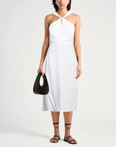 120% Lino Midi Linen Dress - White