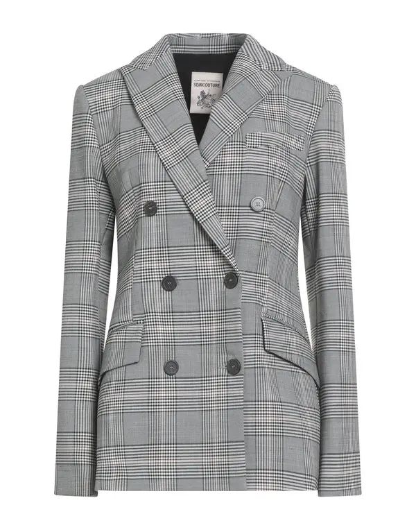 SEMICOUTURE Double-breasted Blazer In Glen Plaid