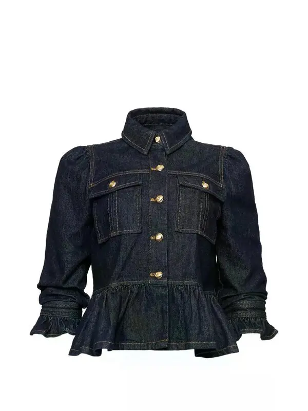 Cinq À Sept Delanie Denim Jacket With Ruffled Sleeves