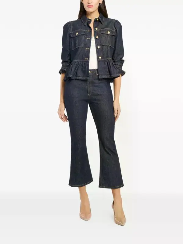 Cinq À Sept Delanie Denim Jacket With Ruffled Sleeves