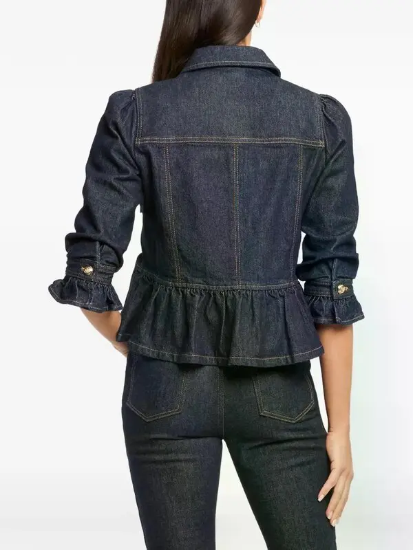 Cinq À Sept Delanie Denim Jacket With Ruffled Sleeves