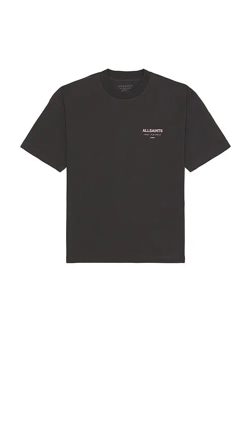 ALLSAINTS Underground Crew Tee In Black - Washed Black & Pink