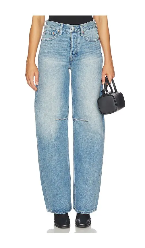 PISTOLA Sydney High Rise Bowed Wide Jeans - Hazy