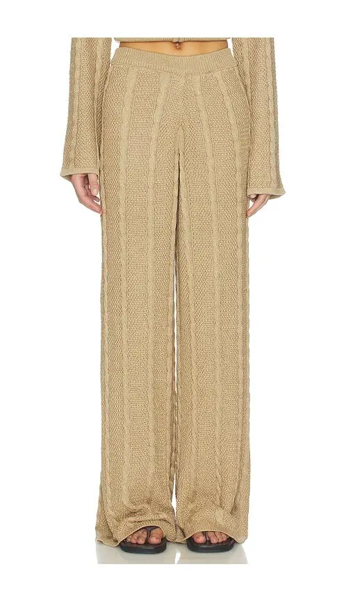 SNDYS Cici Cable Knit Pant In Tan - Latte