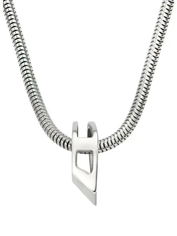 DIESEL® D Logo Pendant Chain Necklace - Silver