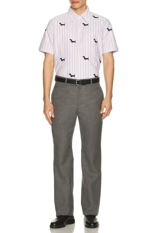 Thom Browne Straight Fit Allover Hector Shirt In Grey