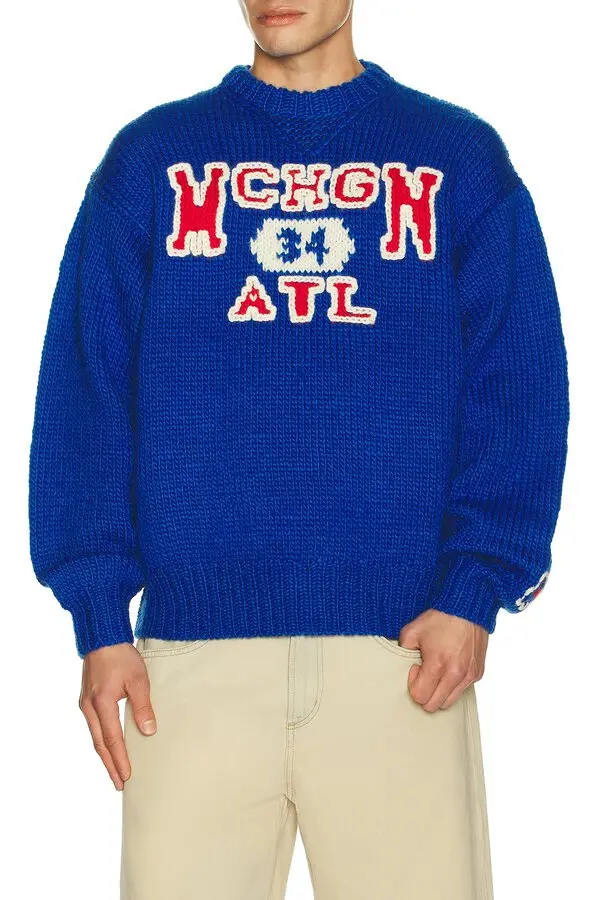 RICE NINE TEN Hand Knitting Sweatshirt - Blue