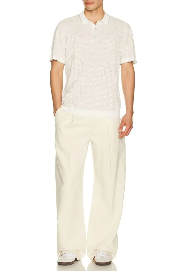 Rag & Bone Harvey Rib Polo In Grey - Chalk