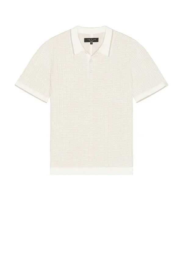 Rag & Bone Harvey Rib Polo In Grey - Chalk
